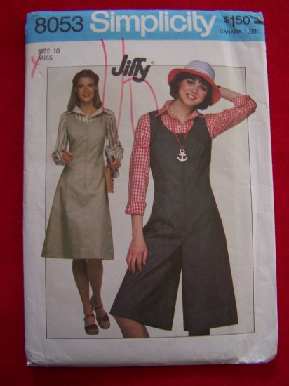 70s Vintage Dress Culotte Gauchos Jumper Sewing Pattern Simplicity 8053 ...