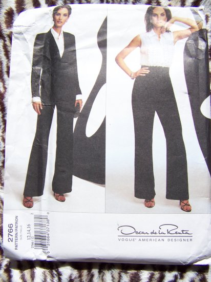 Vogue american Designer Misses Suit Tuxedo Ruffle Top Sewing Pattern ...
