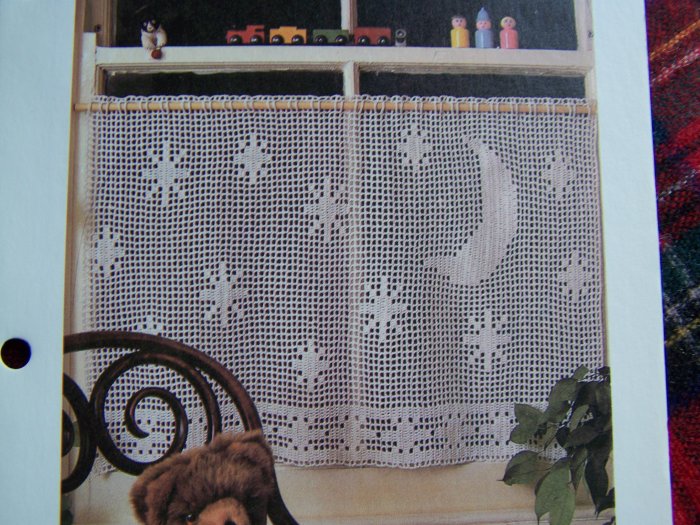 USA 1 Cent S&H Filet Crochet Vintage Pattern Starry Cafe Curtains
