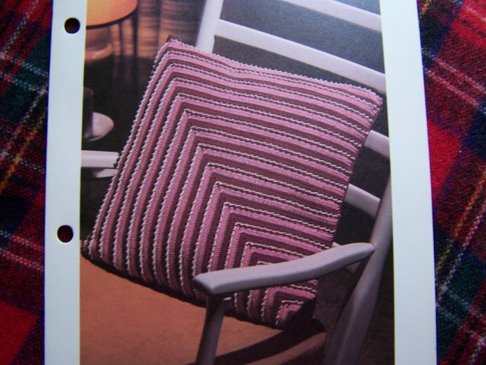 1 Cent USA S&H Vintage Crochet Pattern Diagonal Striped Pillow Stripes