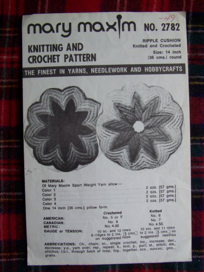 Vintage Mary Maxim Knitting and Crocheting Pattern Ripple Cushion ...