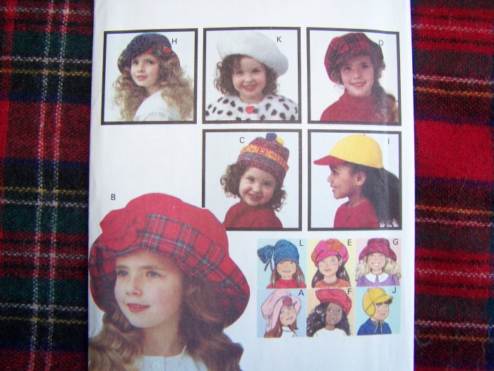 Butterick 6943 Girls Hat Patterns 8 Different Hats Sewing Pattern S M L
