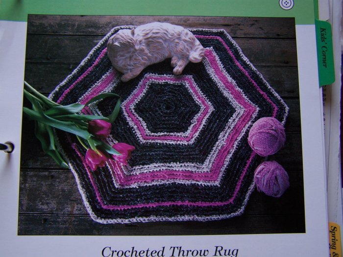 50 Cent USA Shipping Crocheted Throw Rag Rug Hexagon Shape Crochet Pattern