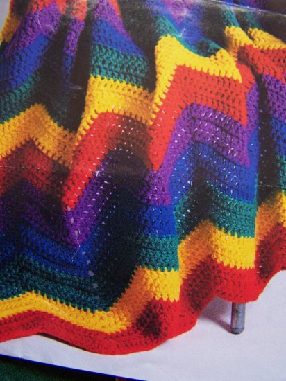 USA 1 Cent S&H Lion Brand Chunky Yarn Crochet Pattern Ripple Afghan