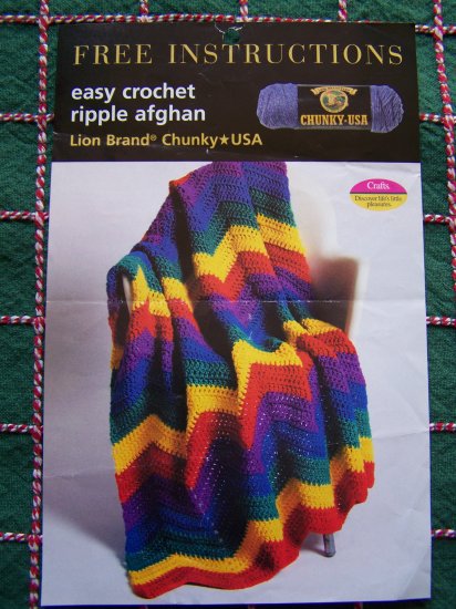USA 1 Cent S&H Lion Brand Chunky Yarn Crochet Pattern Ripple Afghan