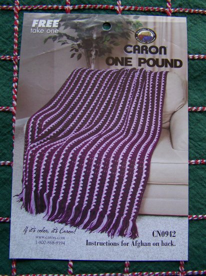 1 Cent USA S&H Violet & Lilac Caron Yarn Crochet Afghan Pattern Leaflet