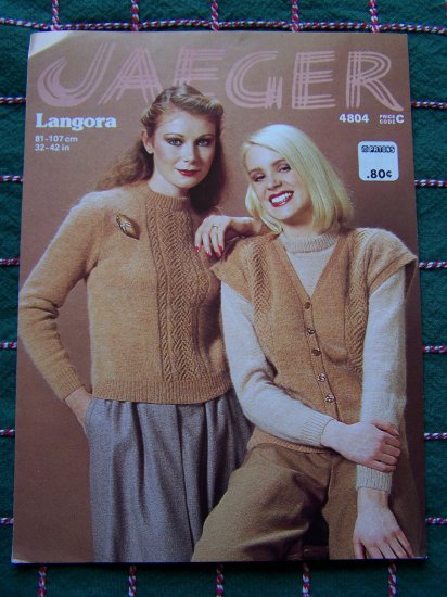 2 Vintage Jaeger Hand Knitting Patterns Lace Panel & Cardigan Sweaters