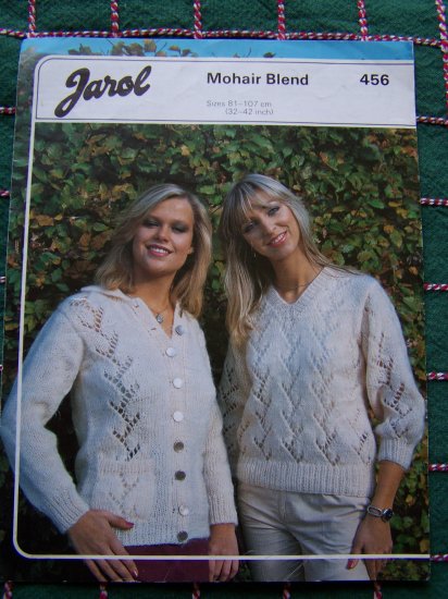 Vintage Jarol Knit Mohair Blends Vine Design V Neck Pullover & Cardigan ...