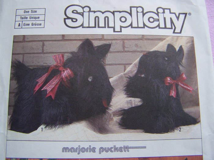 Vintage Sewing Pattern Scottie Stuffed Dog Plaid or Fur animal Toy 6970
