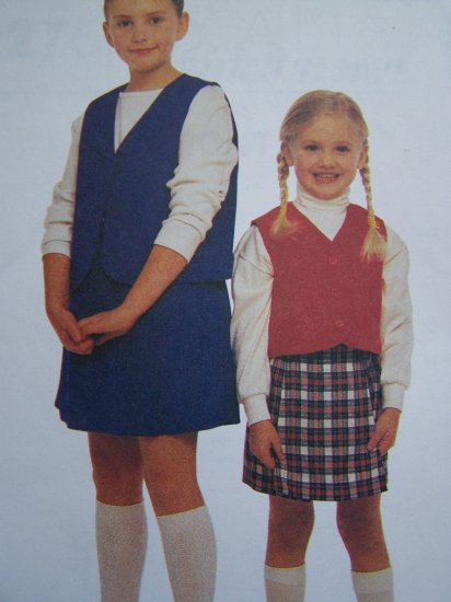 1 Cent S&H USA Easy Girls 3 4 5 6 School Uniform Vest Skort Sewing ...