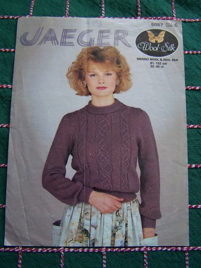 Vintage Jaeger Knitting Pattern Cable Knit Panelled Misses Sweater 1 ...