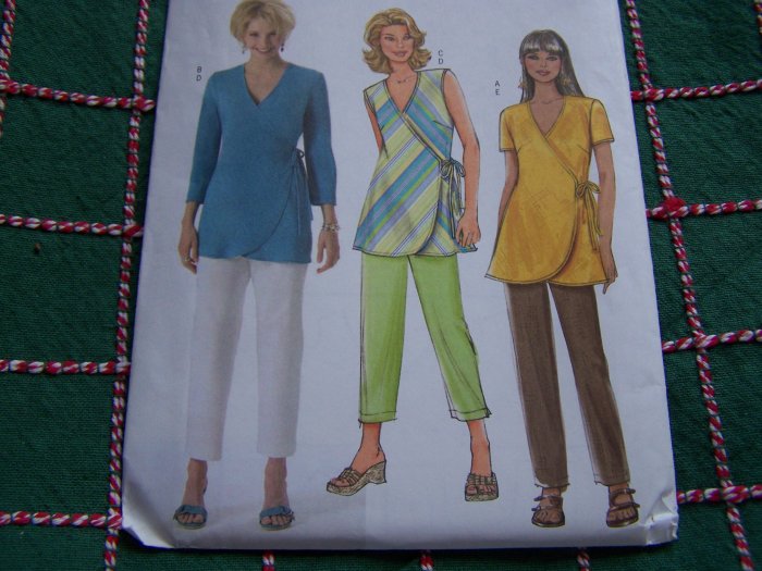 Misses Sewing Pattern 8 10 12 14 Wrap Tunic Top Short Long Sleeve ...