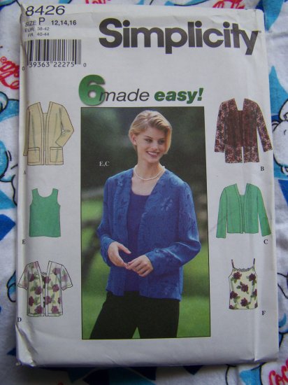 Misses 6 Easy Sewing Patterns Open Front Cardigan Jacket Twin Set Tank ...