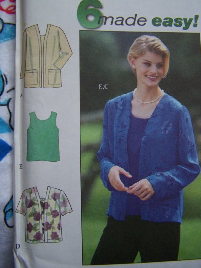 Misses 6 Easy Sewing Patterns Open Front Cardigan Jacket Twin Set Tank ...