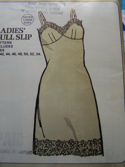 Vintage Sewing Pattern Full Slip Nylon Tricot Womens Plus Sizes Bust 40 ...
