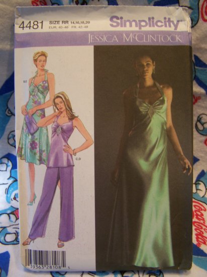 Jessica Simplicity 4481 Sewing Pattern Bias Halter Evening Gown Tunic ...