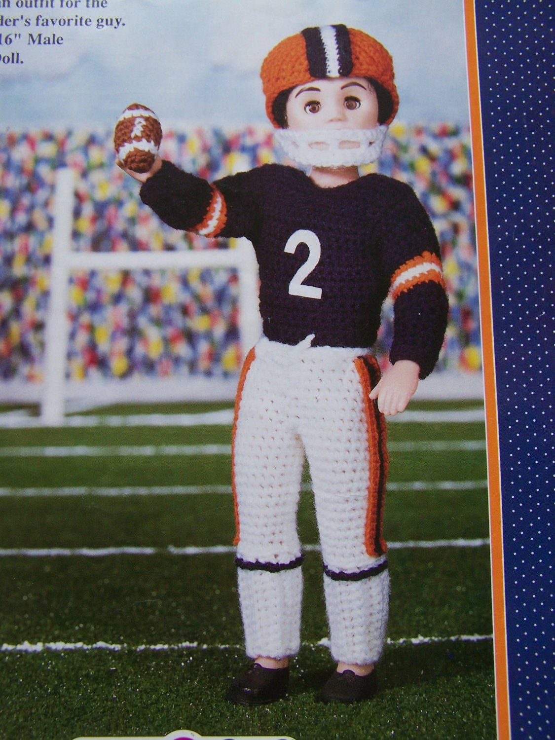 Fibre Craft Crochet Football Player Uniform Pattern 16" Doll FCM227