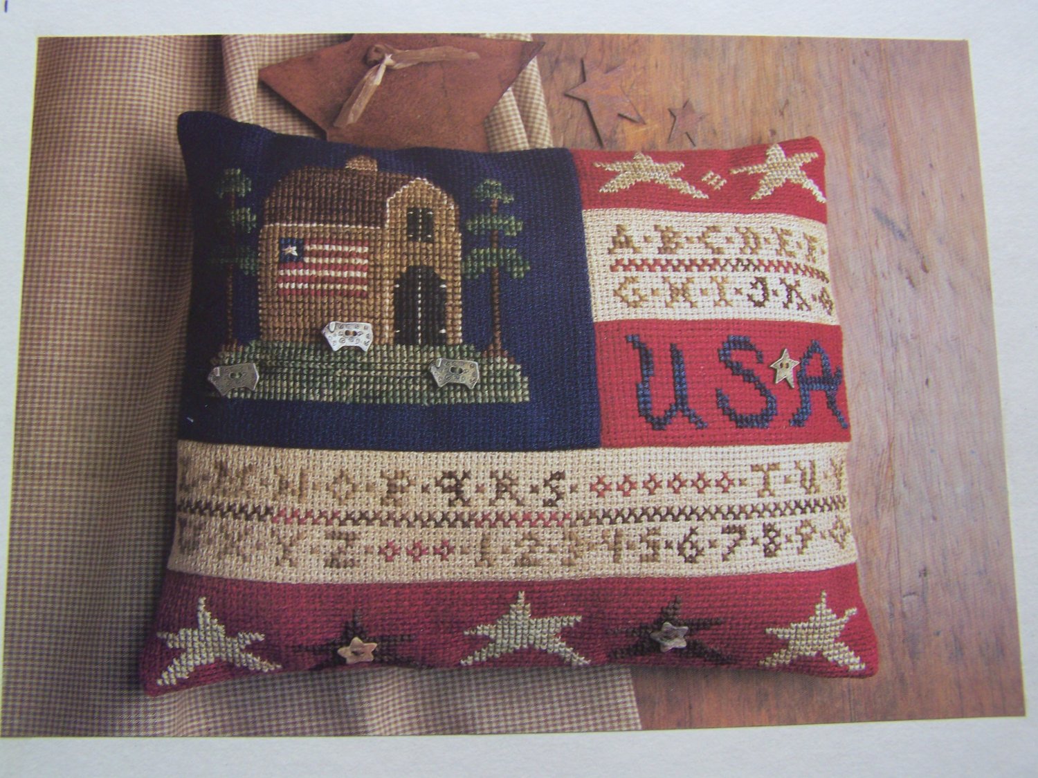 New USA Flag Sampler Stars & Stripes Cross Stitch Patterns Americana PRC 34