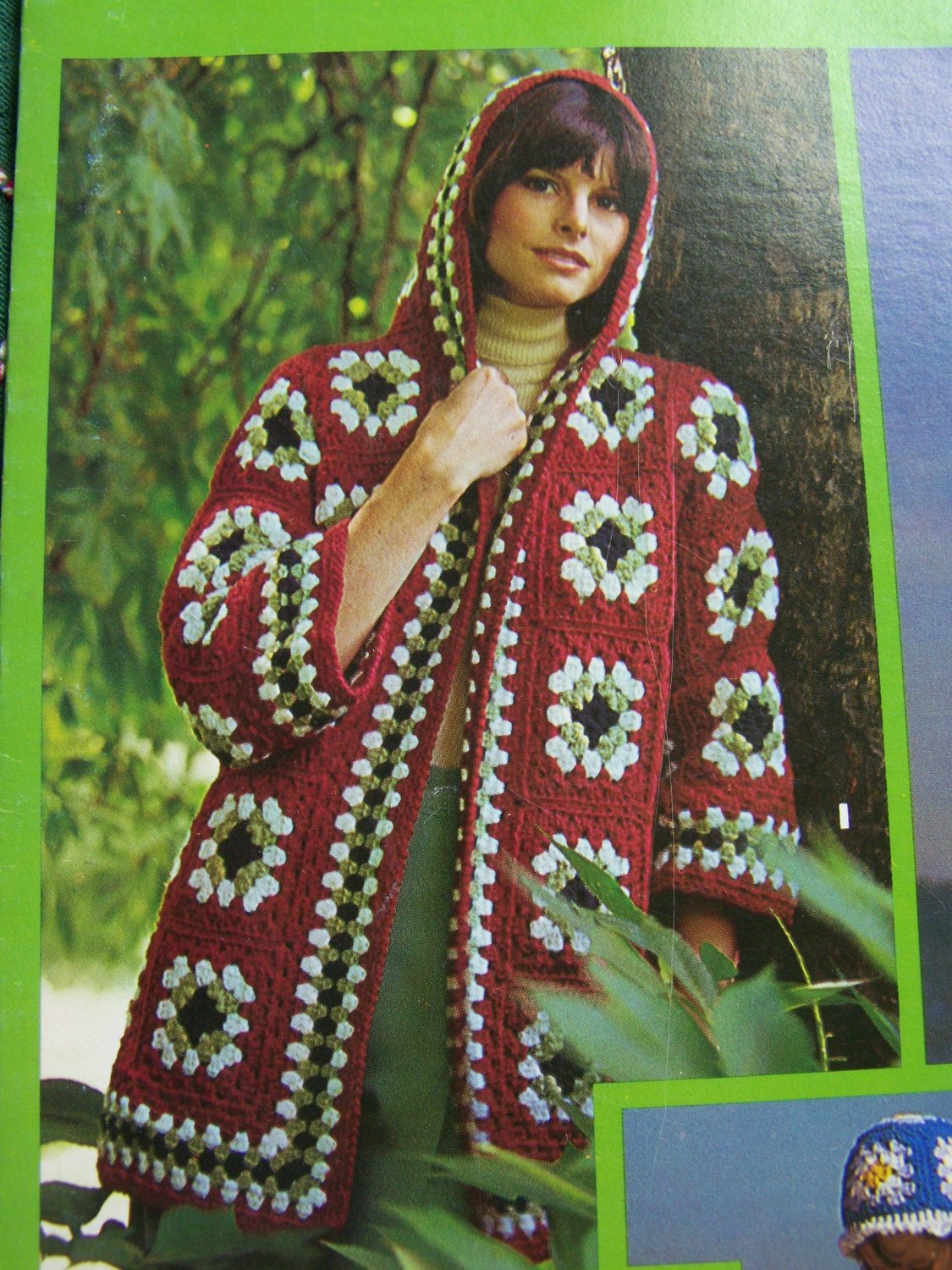 1970s Hippie Crochet Patterns Misses Bikini Beach Cover Up Hoodie ...