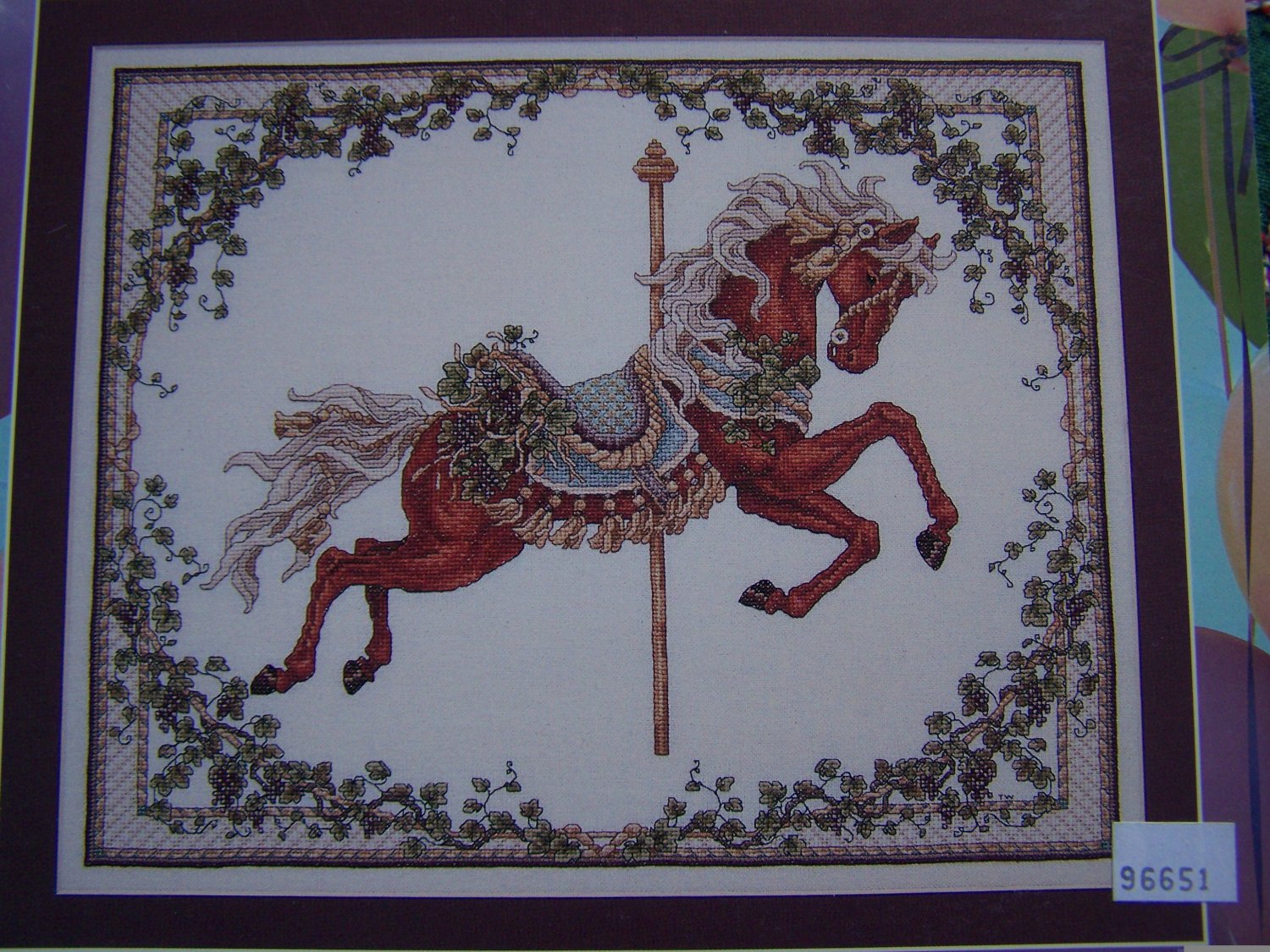 Vintage Fall Cross Stitch Carousel Horse Pattern Chart Teresa Wentzler