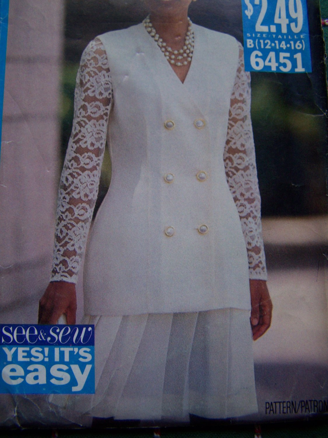 Uncut Butterick Misses Sewing Pattern 6451 Lace Sleeve Jacket Top ...