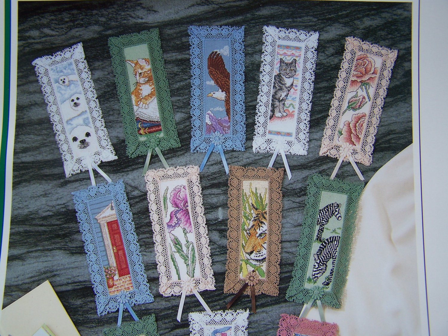 Cross Stitch Patterns Color Charts 12 Bookmarks Plus 2 Aida Cloth Lacy ...