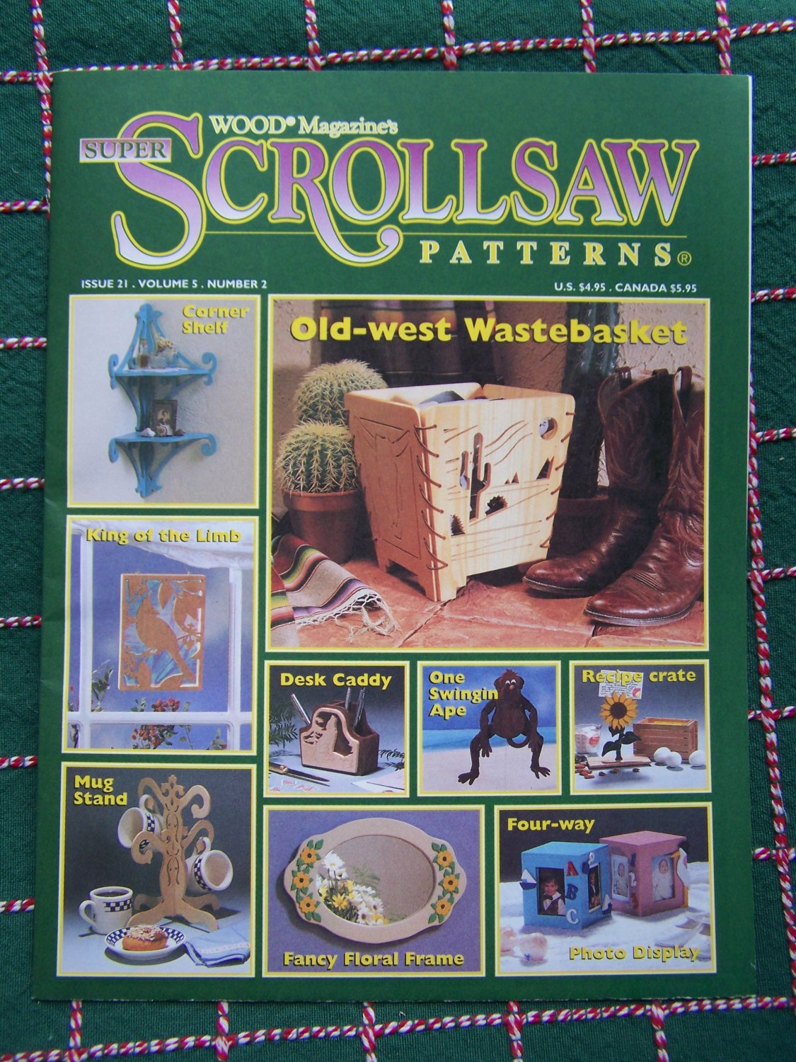 New 1990's 6 Wood Magazines Scrollsaw Patterns Full Size Woodworking Set