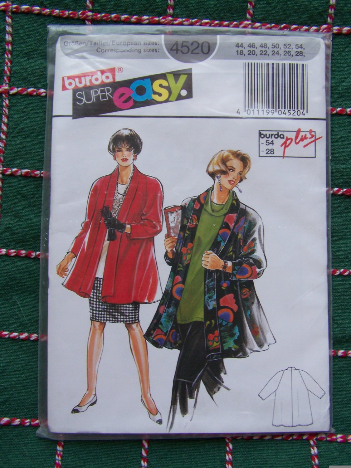 New Burda Womens Plus Size Sewing Pattern 4520 Unlined Swing Jacket ...