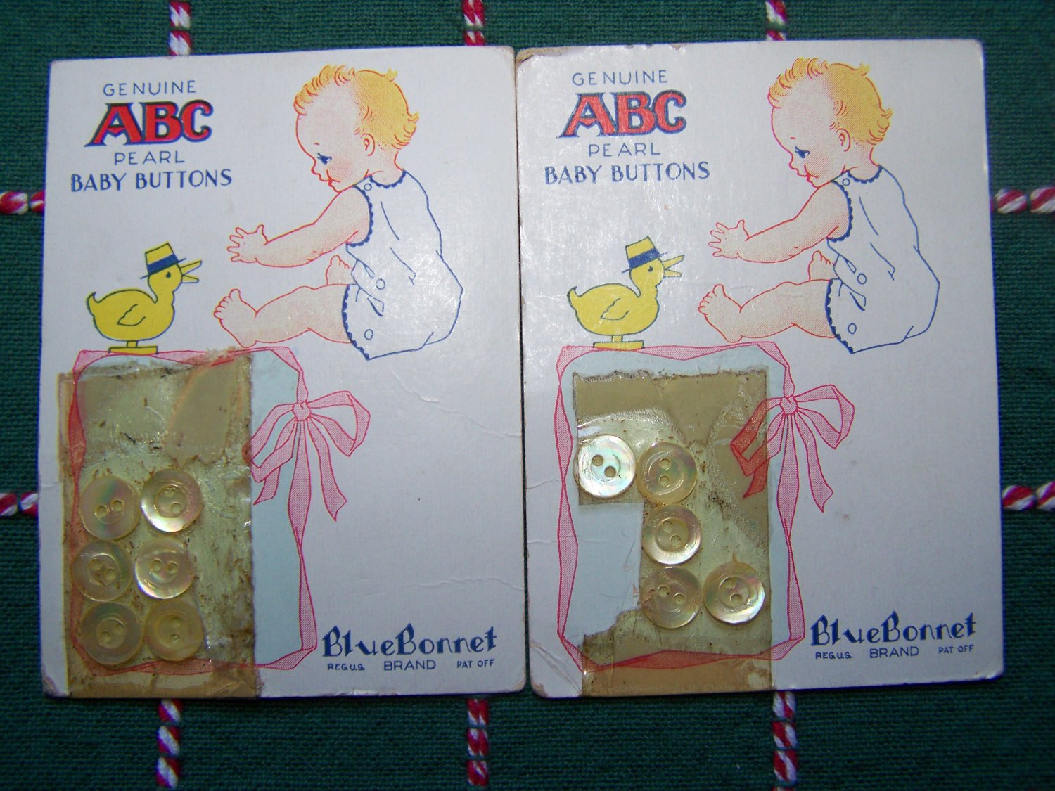 11 Vintage ABC Genuine Pearl Baby Buttons White Clear 3/8" Bluebonnet Brand