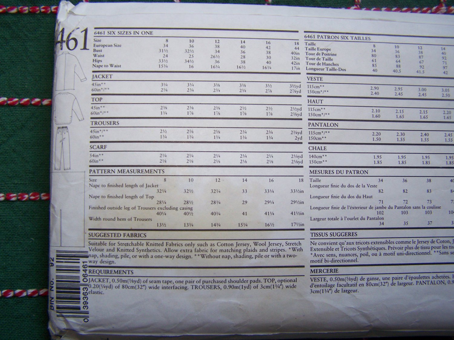 Uncut New Look Sewing Pattern 6461 Misses Jacket Tunic Top SKinny Pants ...