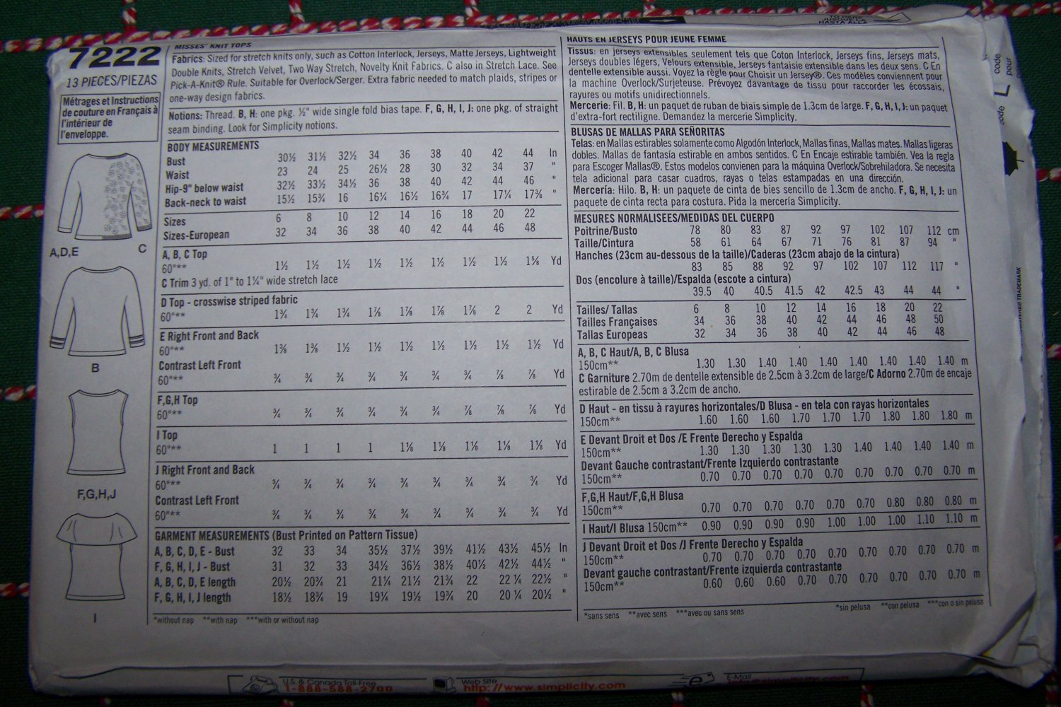 Uncut Simplicity Sewing Pattern 7222 Misses Easy 1 Hour Pullover Tops ...