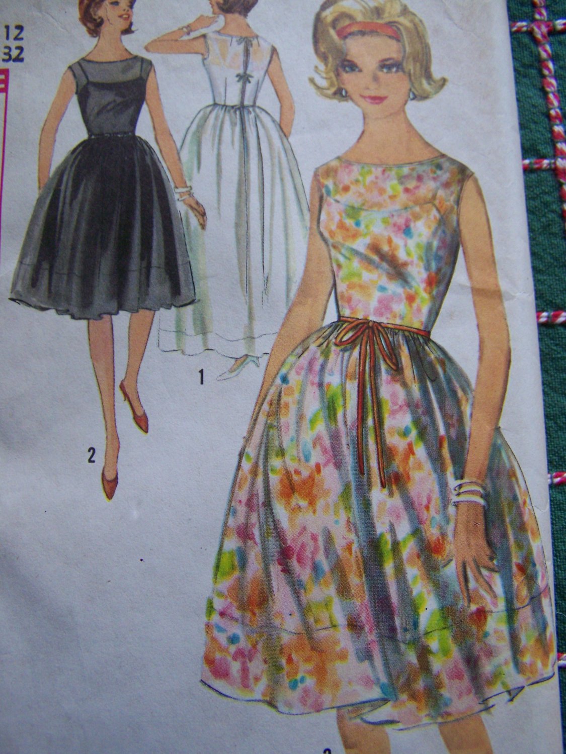 VTG One Piece Dress & Slip Sundress Sheer Overlay Sewing Pattern 5363