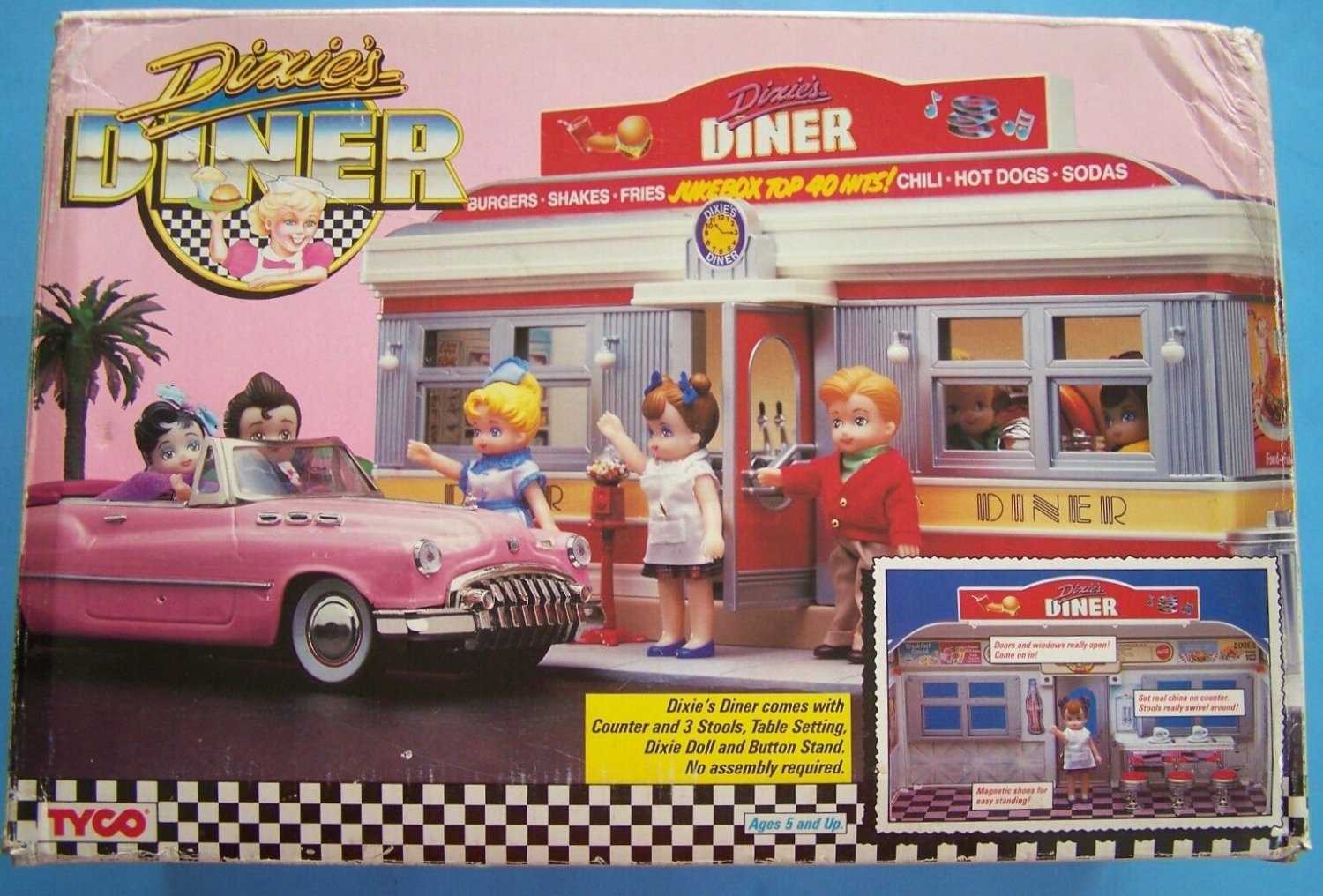 DIXIE'S DINER TYCO PLAYSET w/DOLL,COUNTER-STOOLS NRFB