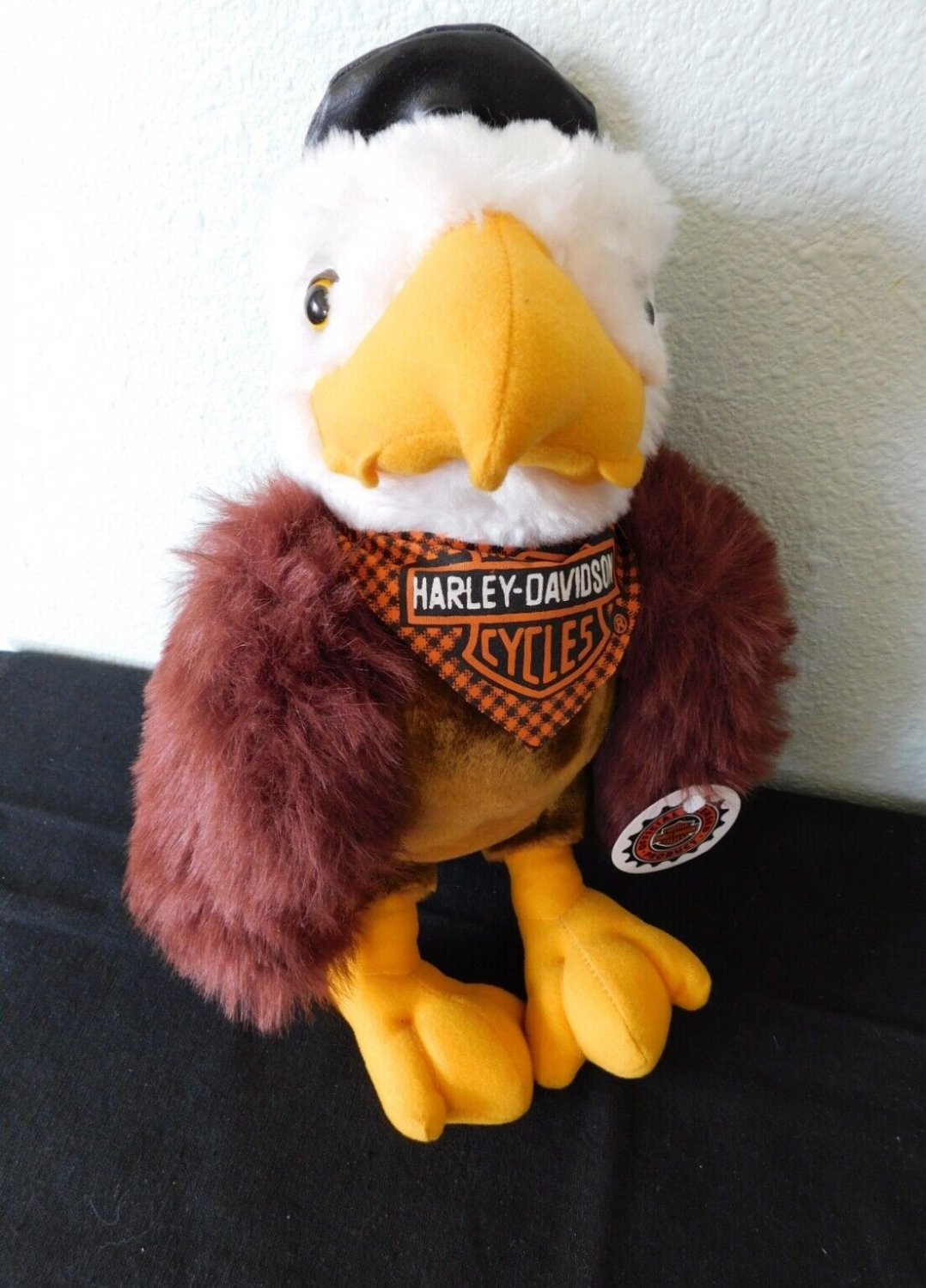 1998 HARLEY DAVIDSON BALD EAGLE 10" Plush Stuffed Bird w/Cap & Bandana ...
