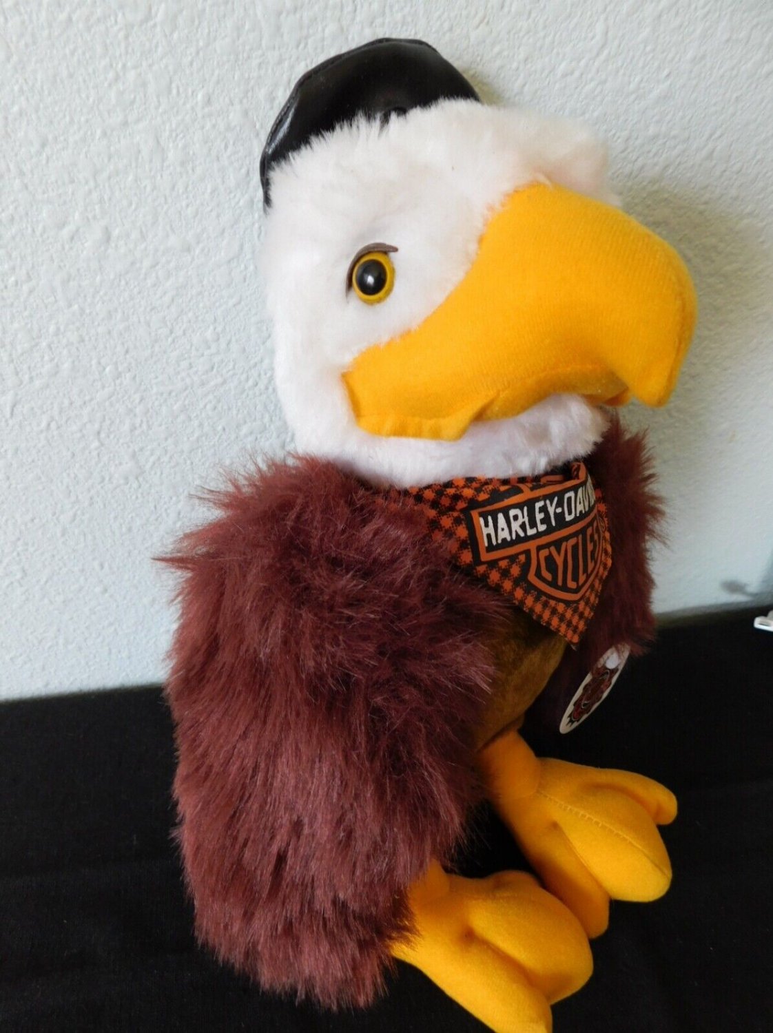 1998 HARLEY DAVIDSON BALD EAGLE 10" Plush Stuffed Bird w/Cap & Bandana ...