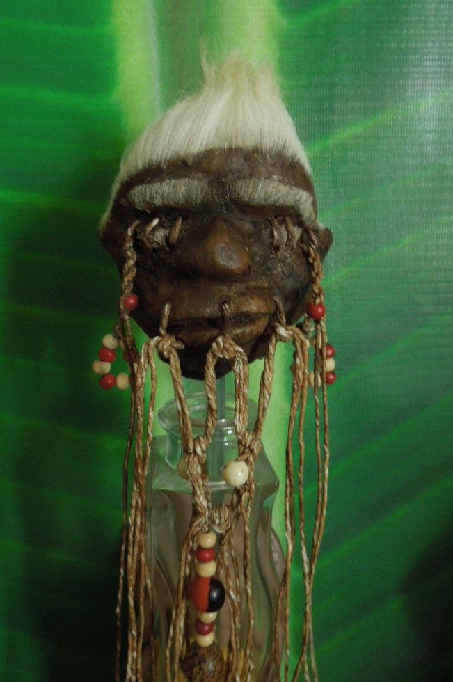 REAL LEATHER SHRUNKEN HEAD " TSANTSA object d·art