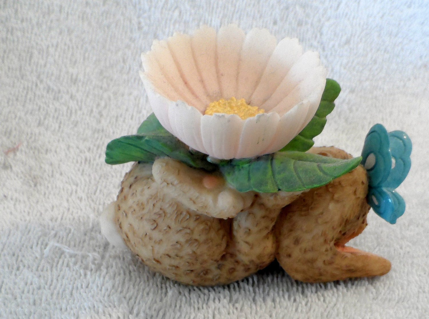 Resin Rabbit Bunny Flowers Butterfilies Figurine Collectible Spring 3 1 ...