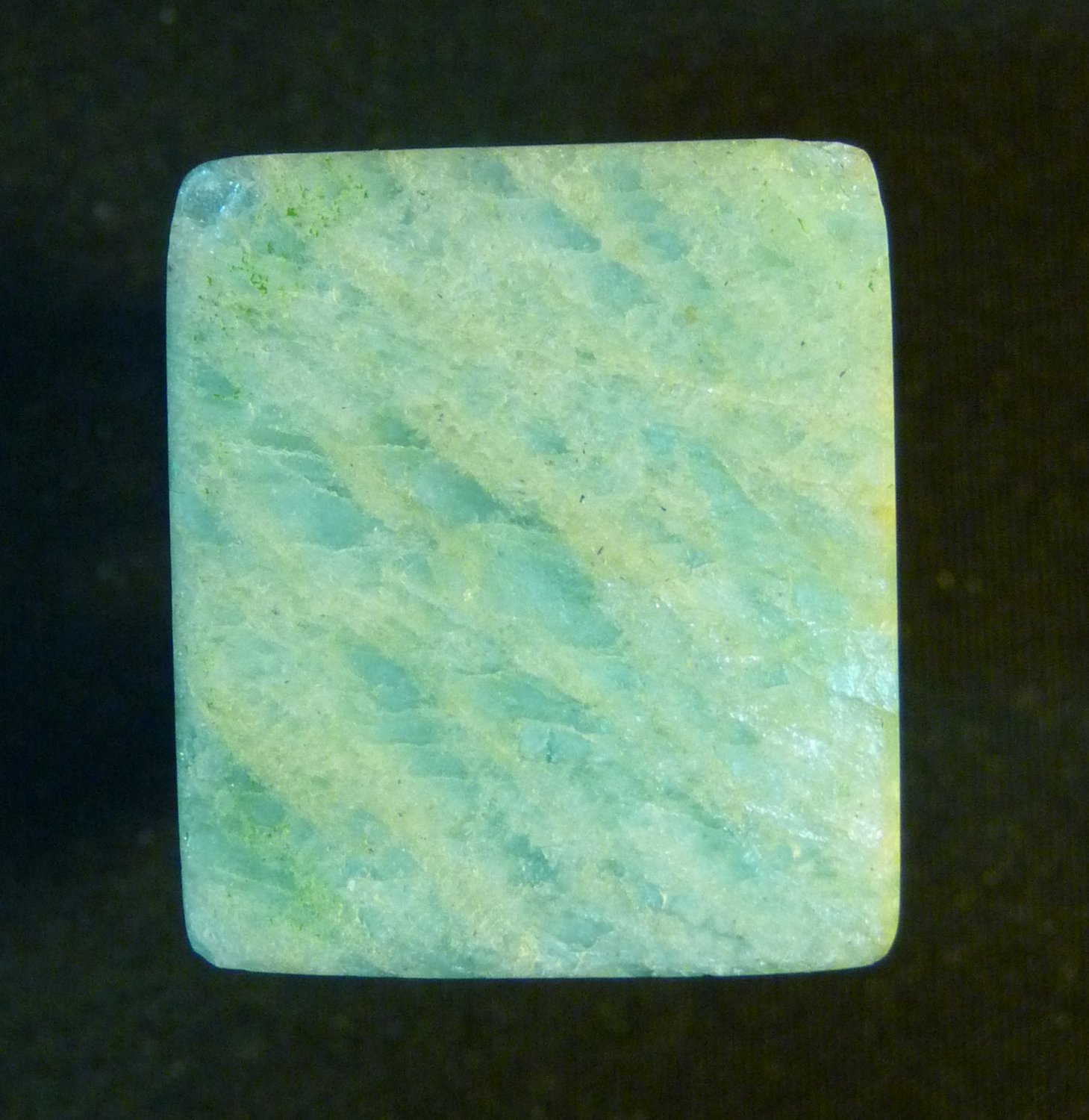 29.85Cts LIGHT GREEN ZEBRA AMAZONITE NATURAL RECTANGULAR CABOCHON UNTREATED