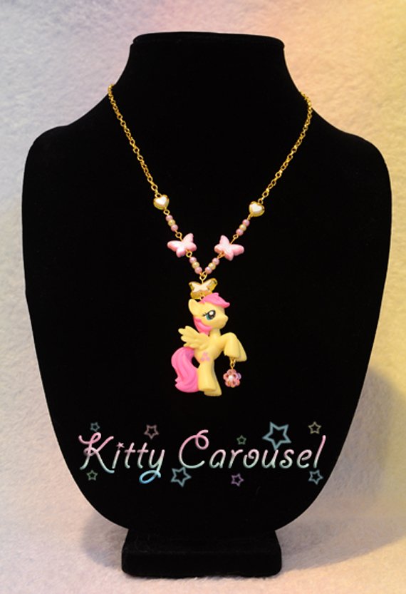 My little pony Fluttershy butterfly chain necklace yellow x pink