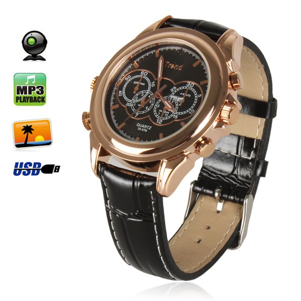 4GB Mp3 Player Water-resistant Watch + Voice / Video Recording Camera DVR