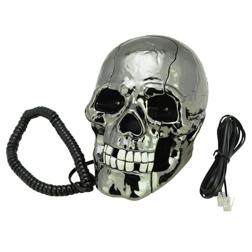 Classical Telephone with Human Skull Shape-Black
