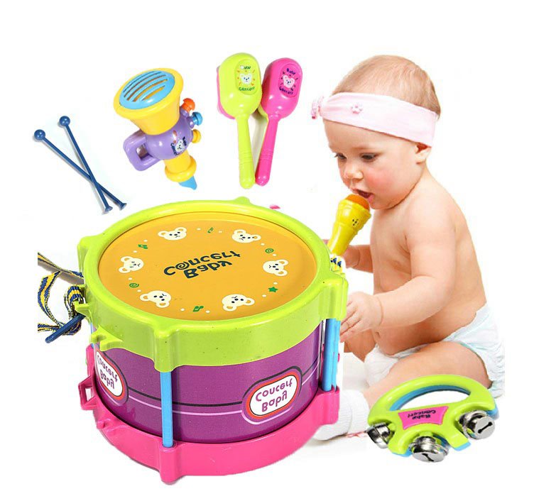 5pcs Baby Roll Drum Musical Instruments Kids Drum Set Children Toy