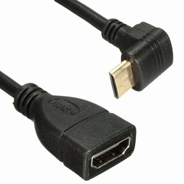 15cm 90 Degree Angle Mini HDMI Male To HDMI Female Cable Adapter Connector