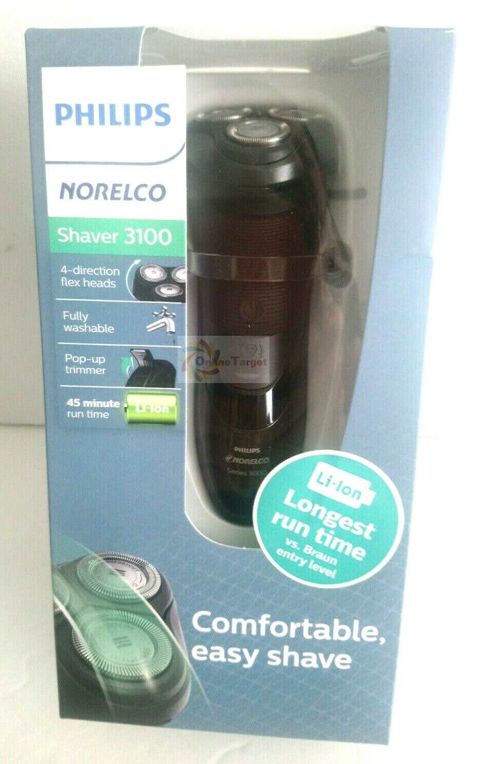 Philips Norelco S3000 S3310 XL Men's Shaver Rechargeable built-in pop ...