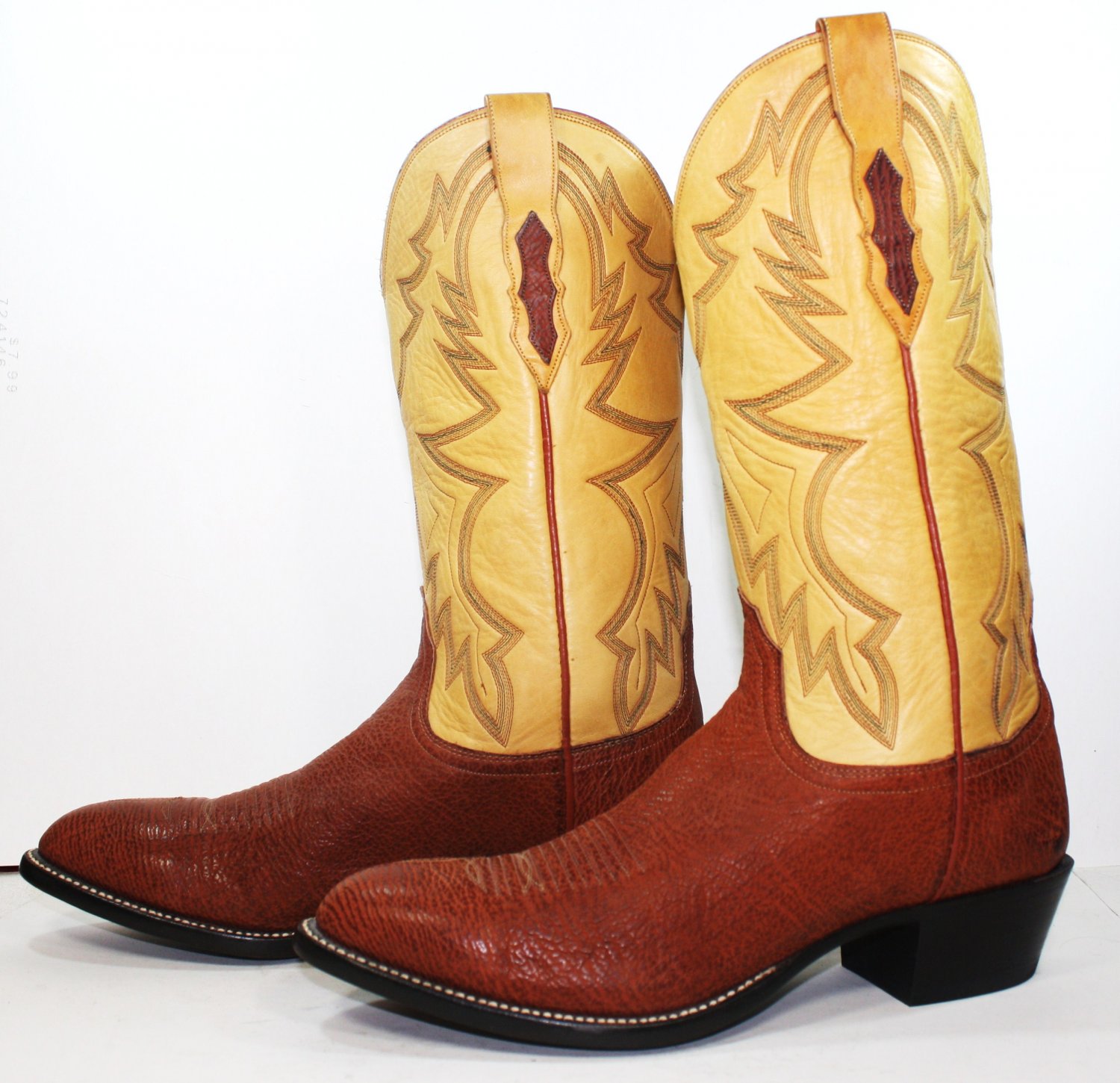 New yellow brown cowboy mens Leather fashion lucchese 2000 boots ...