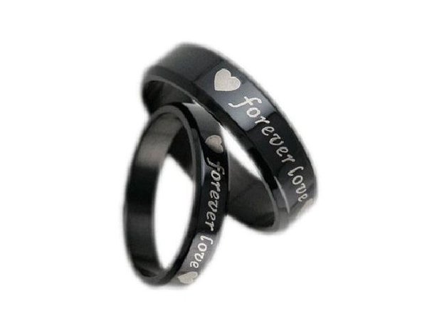 Set of Tungsten Carbide ♥ forever love ♥ Couple Promise Rings Band