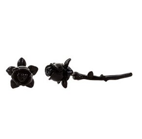 Pair 3D Rose Flower Stud Fake Gauge Earrings - Cool Rock Punk Metal ...