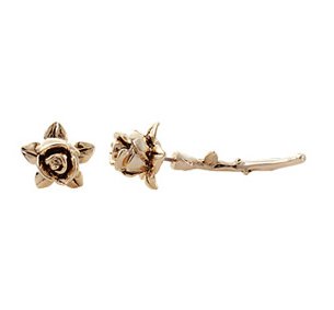 Pair 3D Rose Flower Stud Fake Gauge Earrings - Cool Rock Punk Metal ...