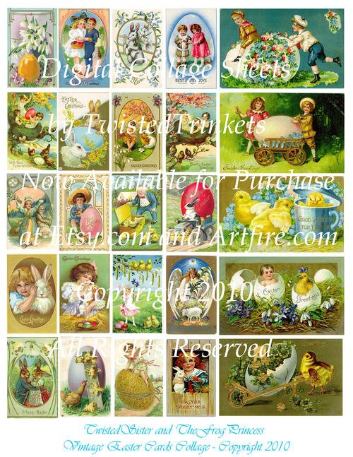 Vintage Easter Cards Collage Sheet - Pick 1 of 2 - Vintage Easter or ...