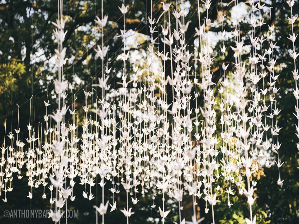 ORIGAMI WHITE CRANES GARLANDS FOR WEDDING DECORATIONS SET OF 10 STRANDS ...